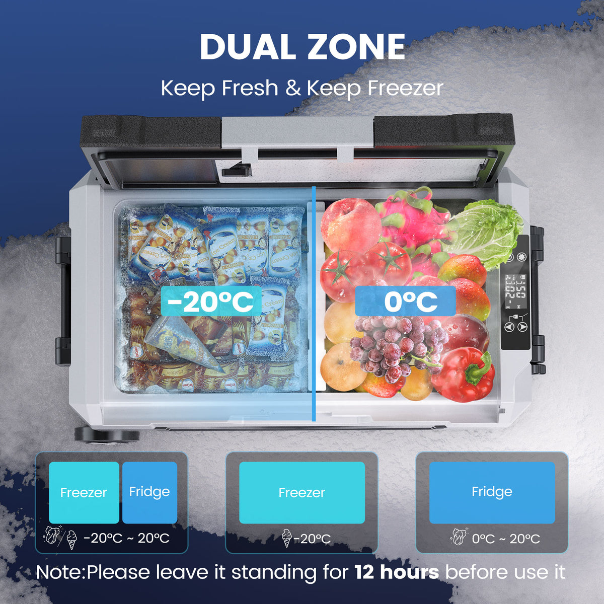 Car Fridge, Wheeled Dual Zone Cooler 35L/45L/55L - Hcalory