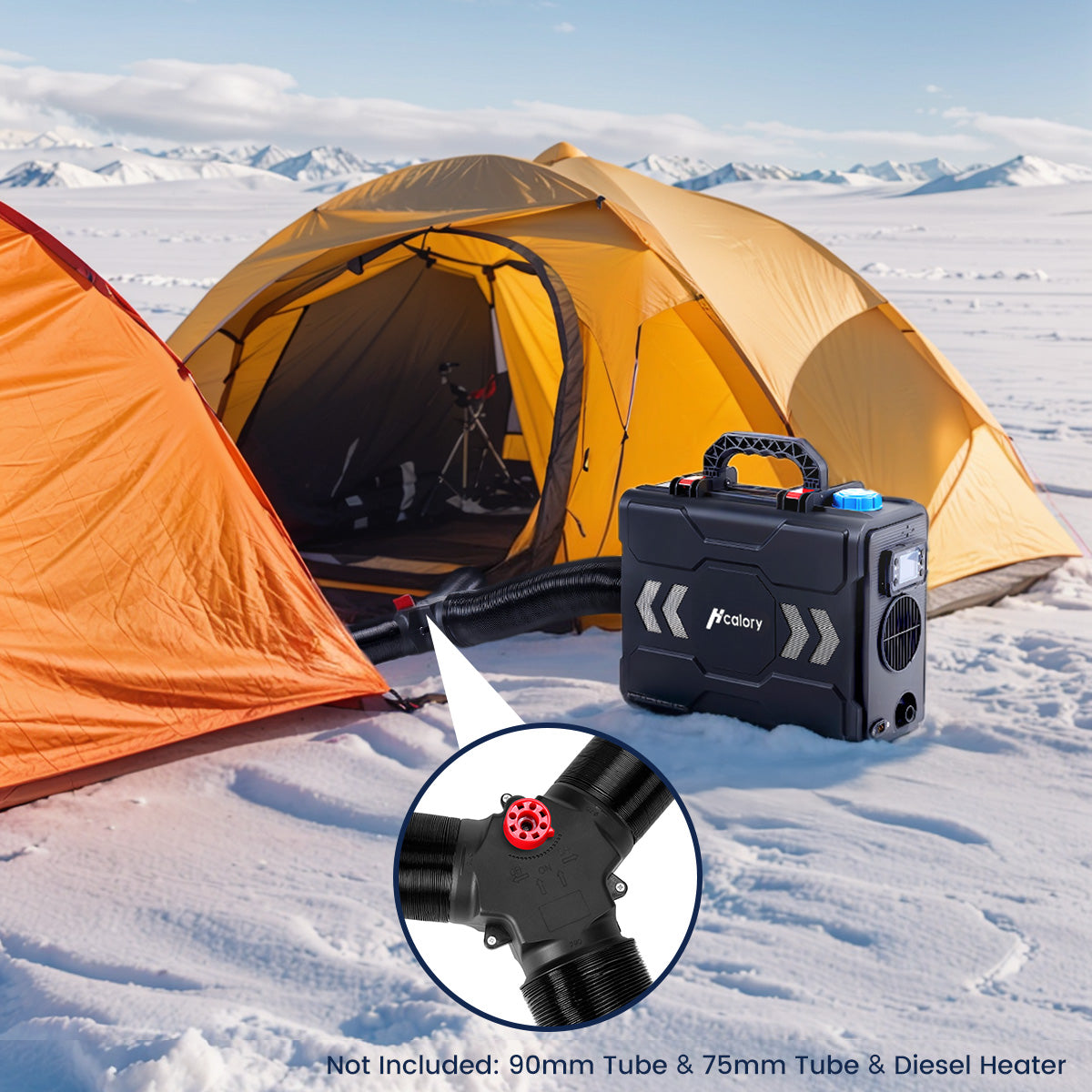 Air Ducting Connector, 90mm Y Branch Heater for TB Series - Hcalory