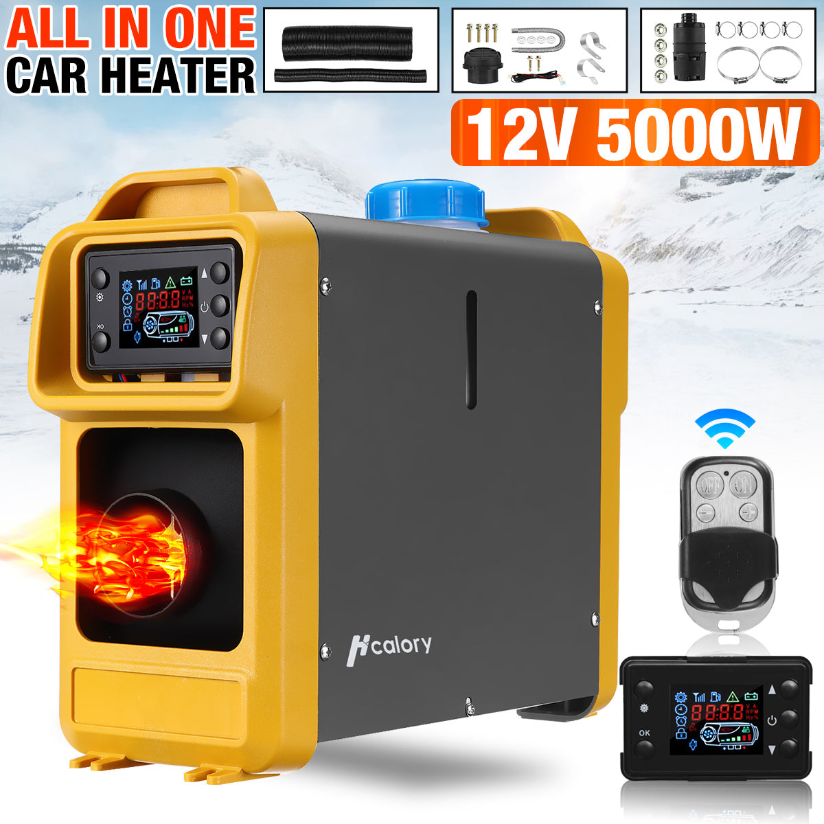 M92 Diesel Heater, Preset Temp All In One Yellow - Hcalory