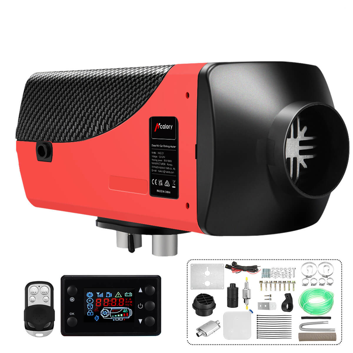 T46 Diesel Heater, 12V Carbon Fiber Texture Diesel - Hcalory